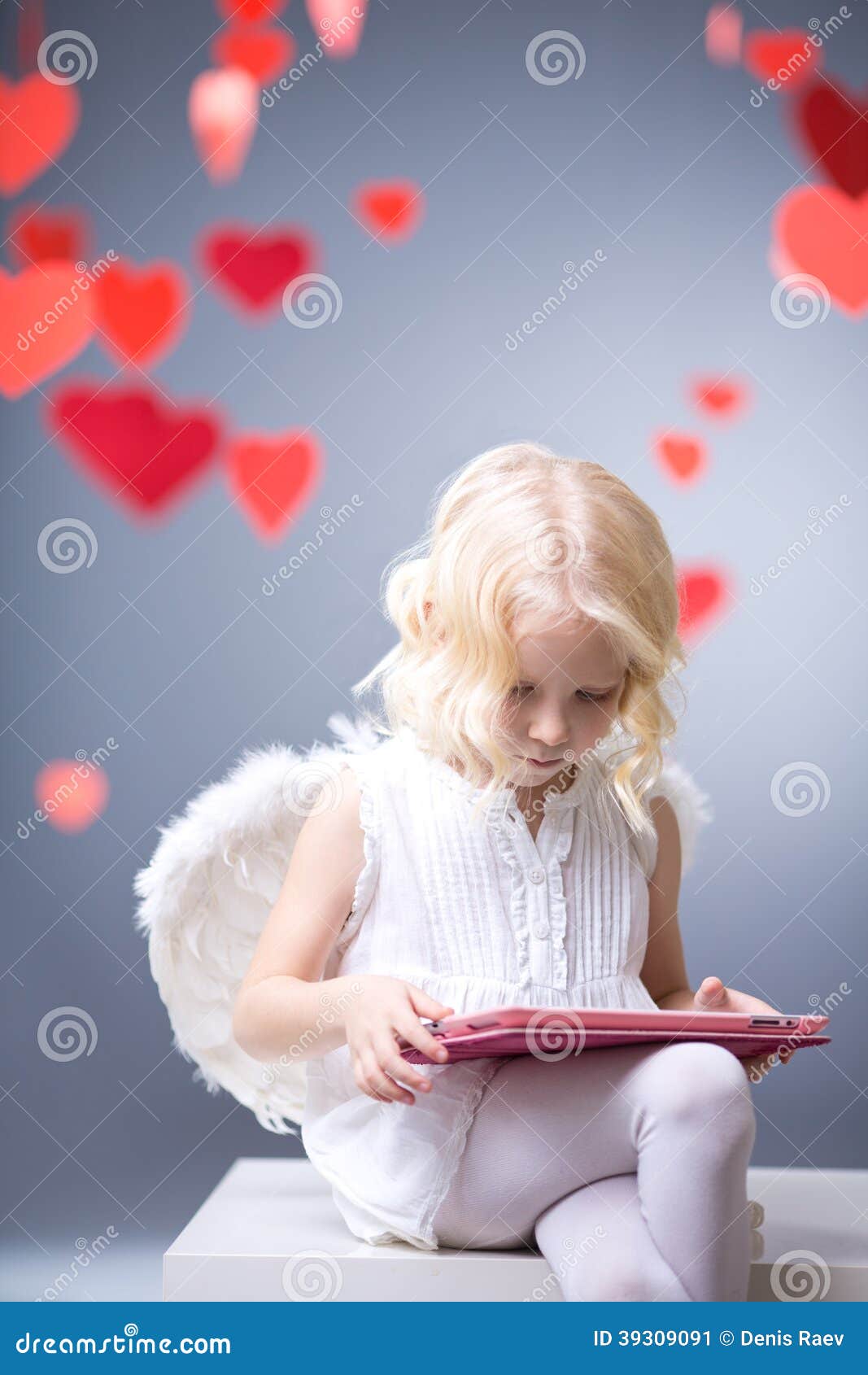 Angel stock image. Image of caucasian, valentines, tablet - 39309091