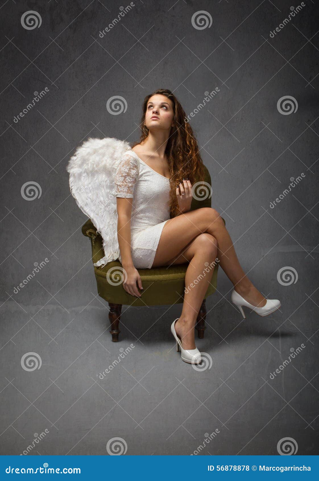 Angel looking up stock photo. Image of space, costume - 56878878