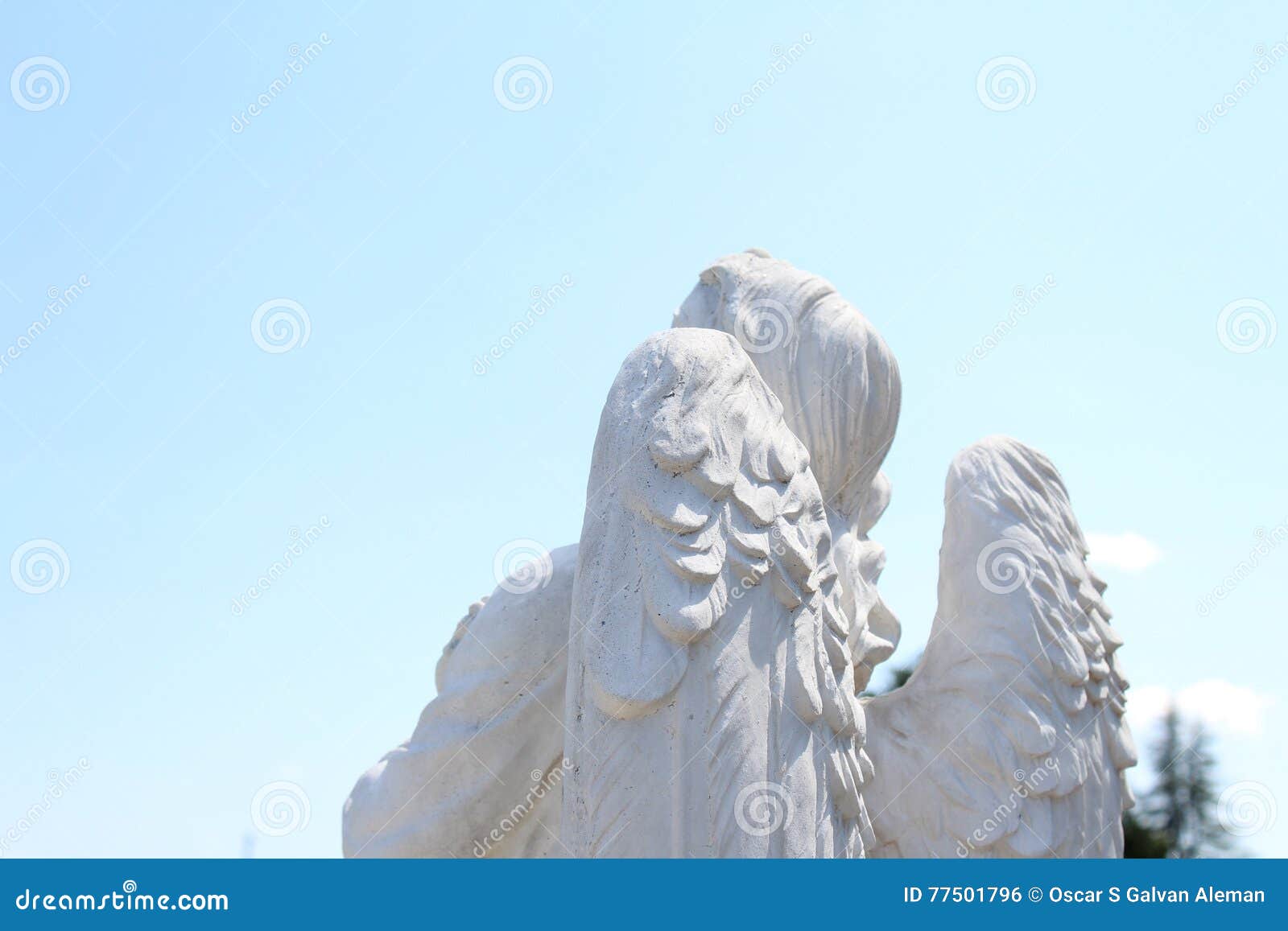 Angel Looking up stock photo. Image of clouds, statue - 77501796
