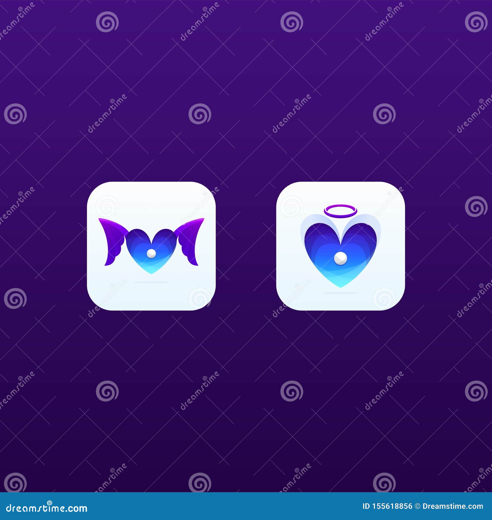 Angel love logo icon set stock vector. Illustration of badge - 155618856