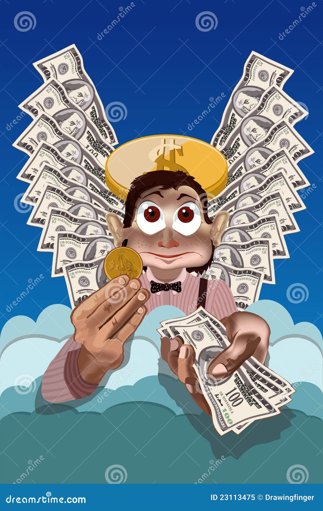 Angel of malicious money stock illustration. Illustration of wings ...