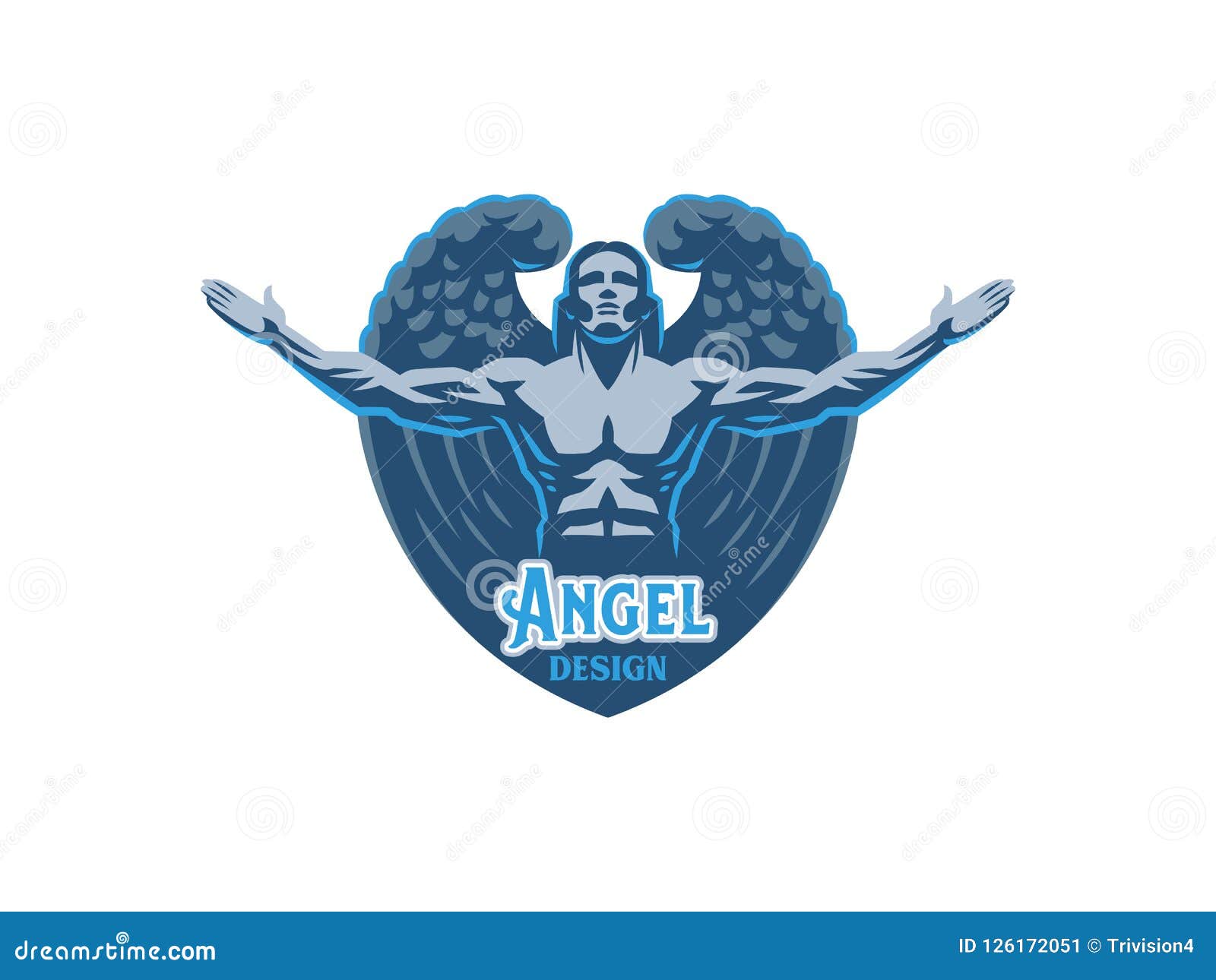 Angel man. Vector emblem. stock vector. Illustration of fitness - 126172051