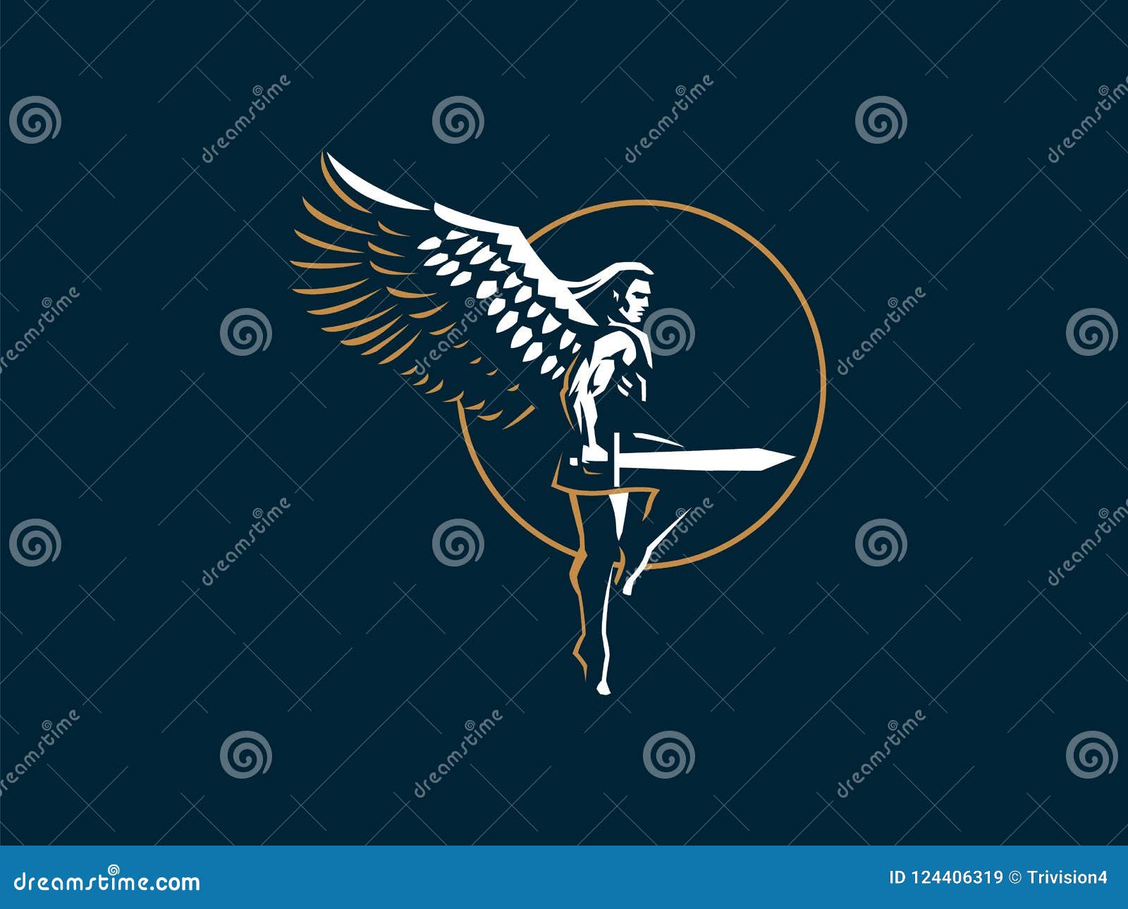 Angel man. Vector emblem. stock vector. Illustration of drawing - 124406319
