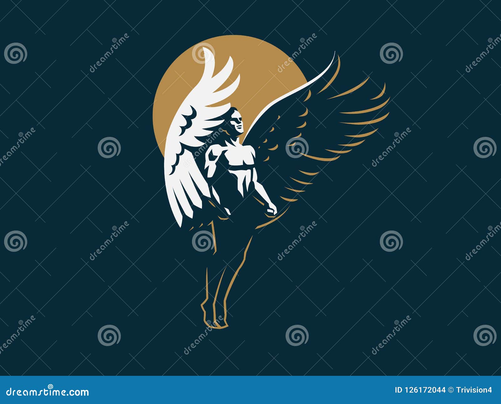 Angel man. Vector emblem. stock vector. Illustration of element - 126172044