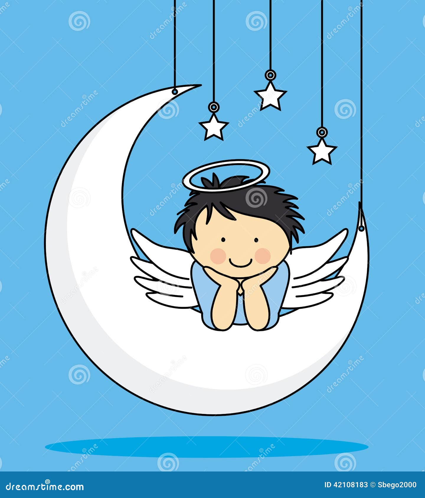 Angel on a Moon stock vector. Illustration of birth, celebration - 42108183