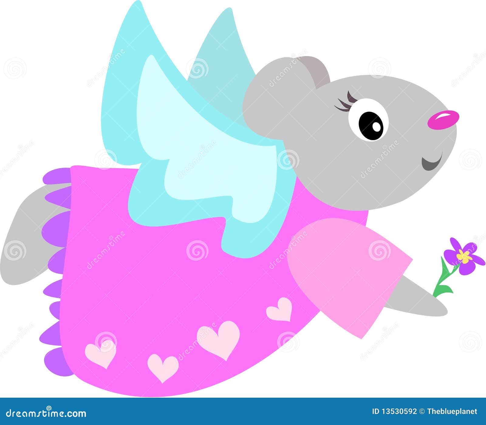 Angel Mouse with Flower stock vector. Illustration of cartoon - 13530592