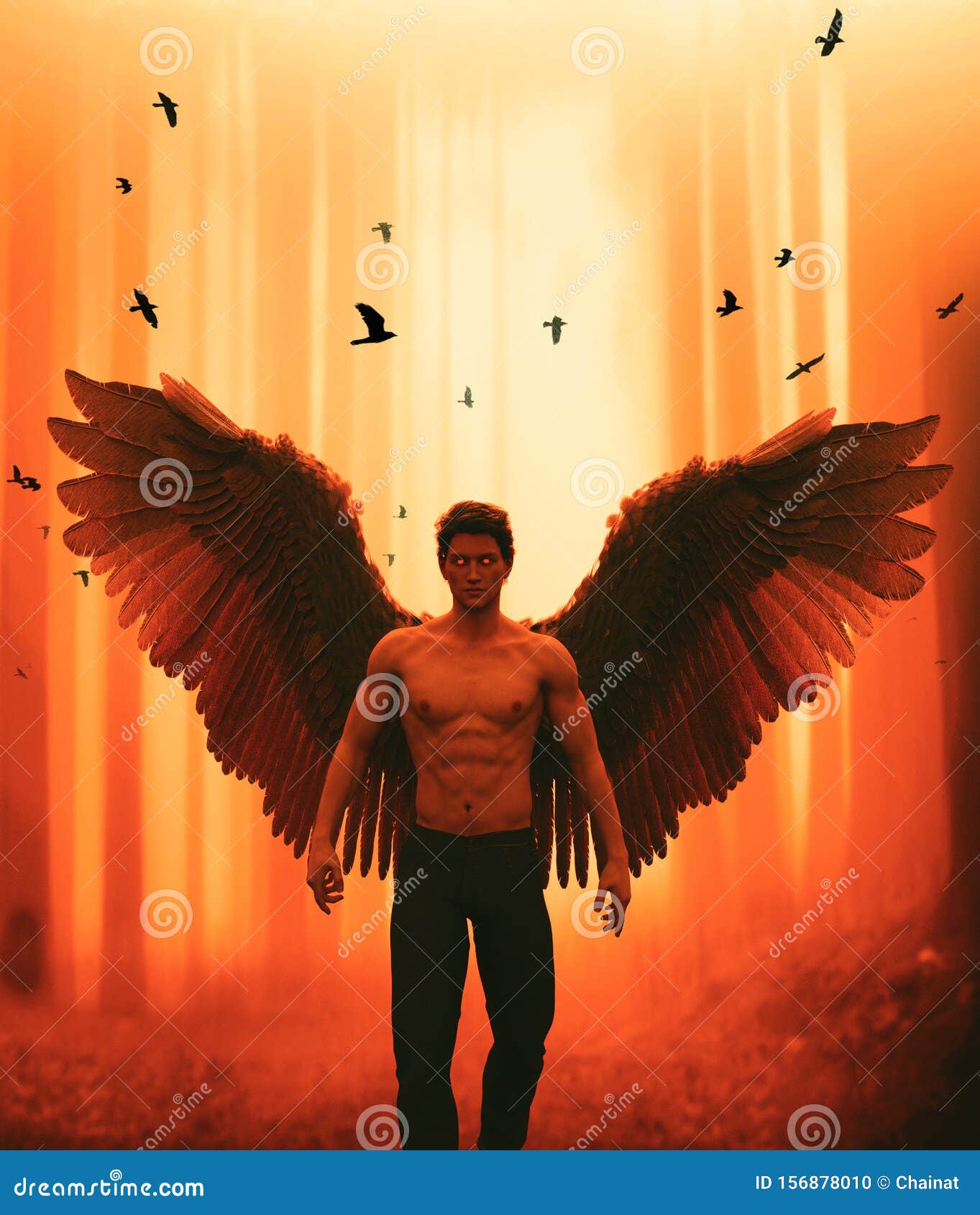 An angel in mystic forest stock illustration. Illustration of fairy ...