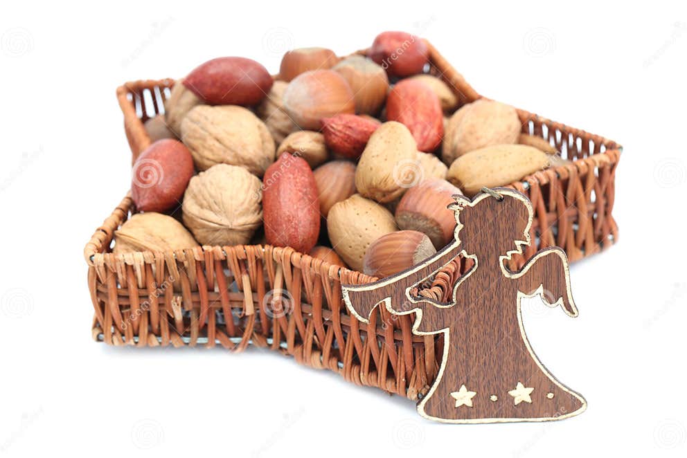 Angel and nuts stock photo. Image of variety, nutshell - 17044542