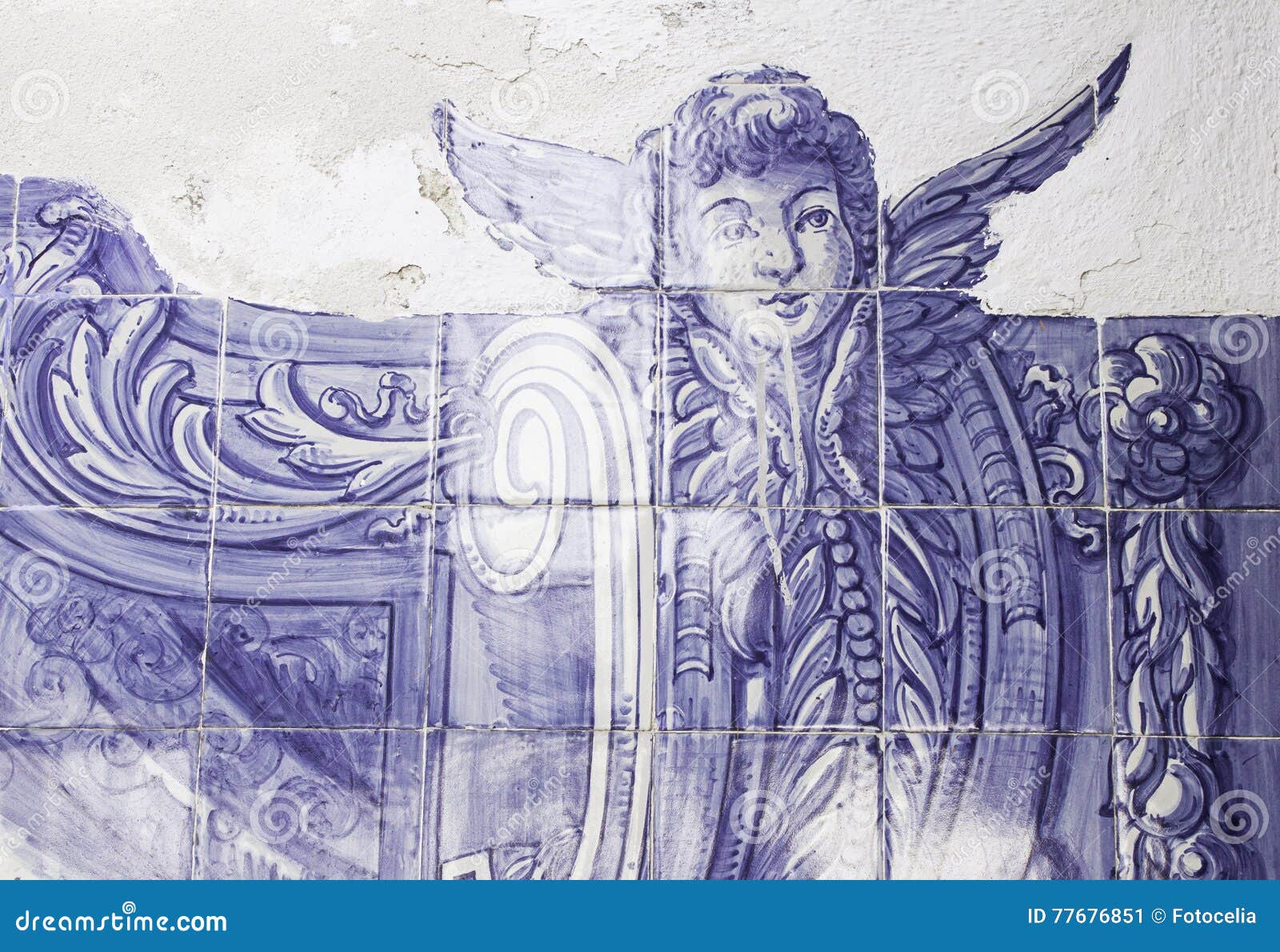 Angel painted tiles editorial photo. Image of azulejos - 77676851