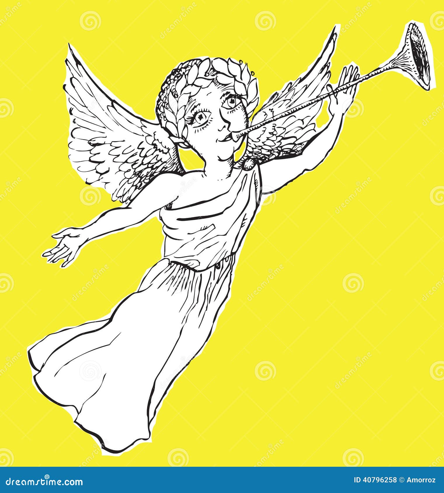 An Angel with a Pipe (vector) Stock Vector - Illustration of positive ...