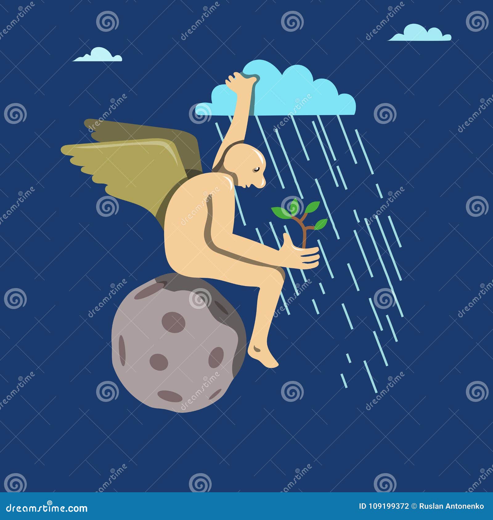 Angel on planet. stock vector. Illustration of design - 109199372
