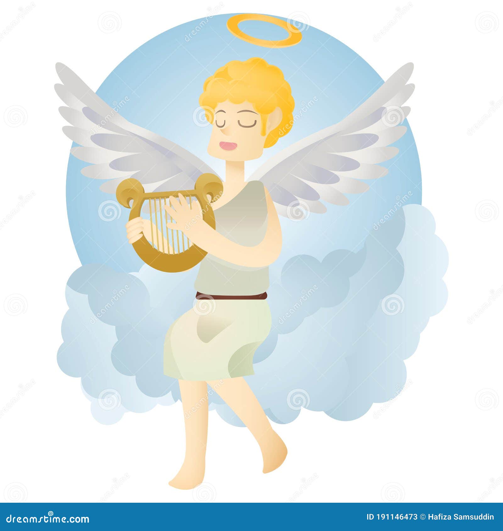 Angel Playing Harp. Vector Illustration Decorative Design Stock Vector ...