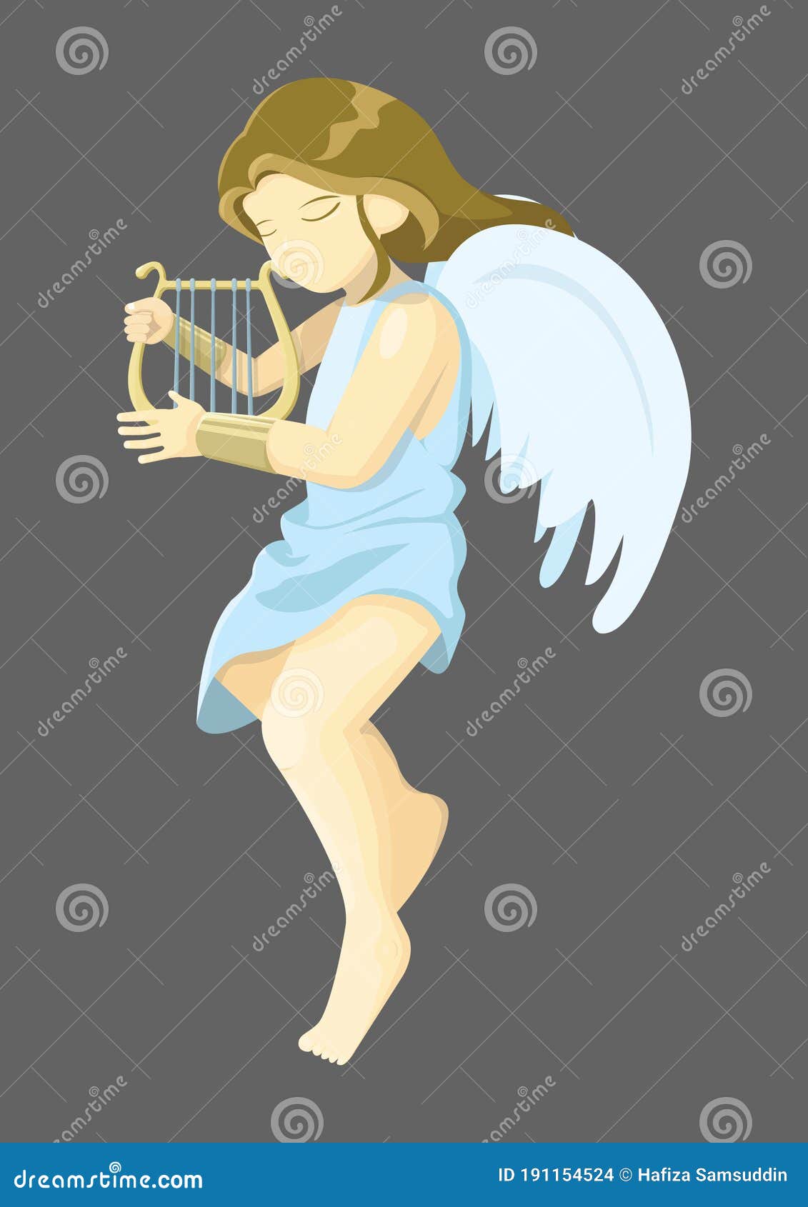 Angel Playing Harp. Vector Illustration Decorative Design Stock Vector ...