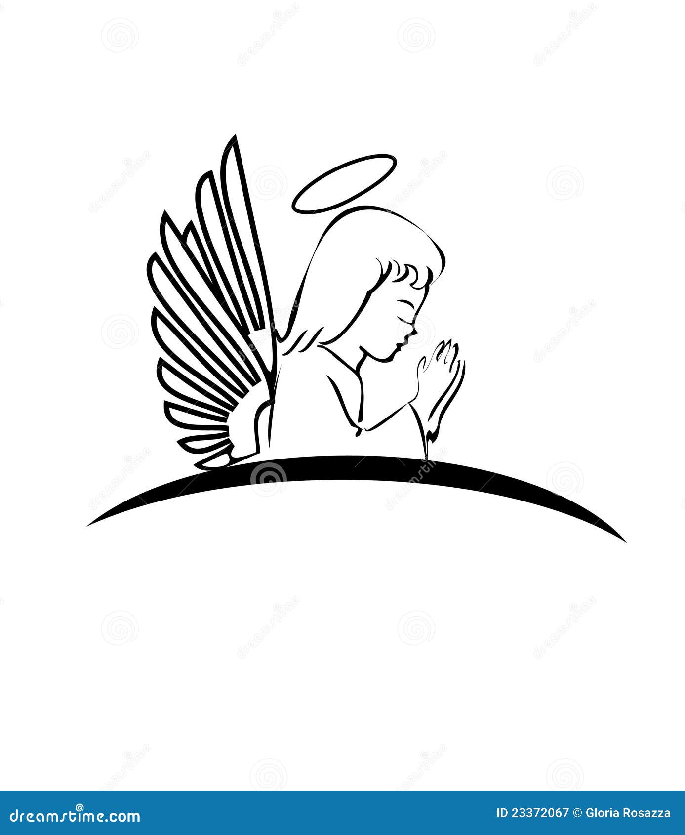 Angel Praying Silhouette Tattoo
