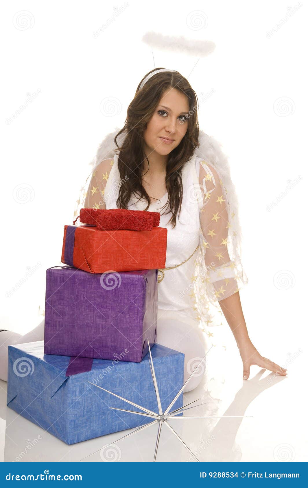 Angel with present stock photo. Image of luck, donate - 9288534