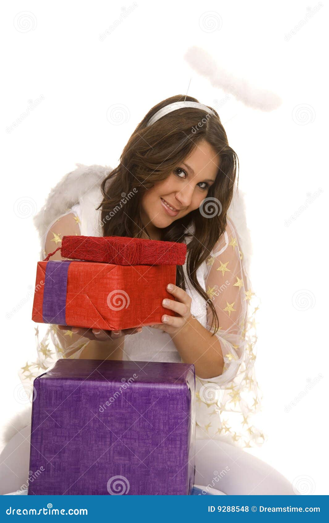 Angel with present stock photo. Image of handsome, donate - 9288548