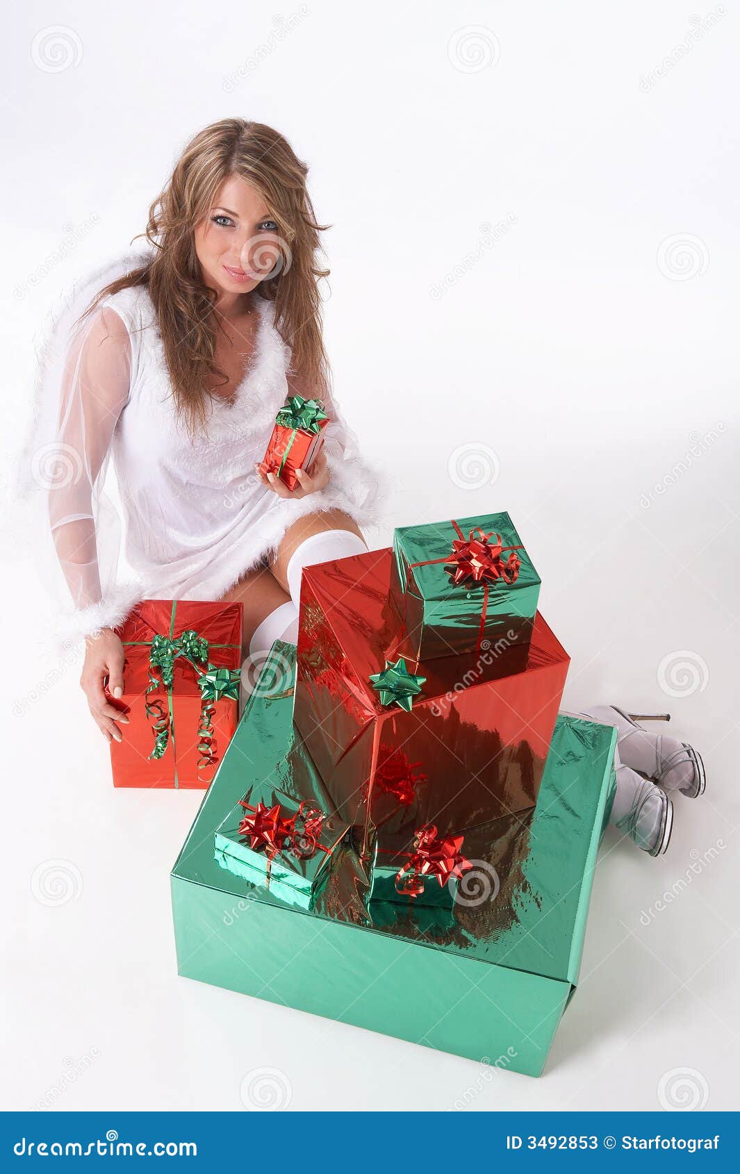 Angel with presents stock image. Image of gift, beloved - 3492853