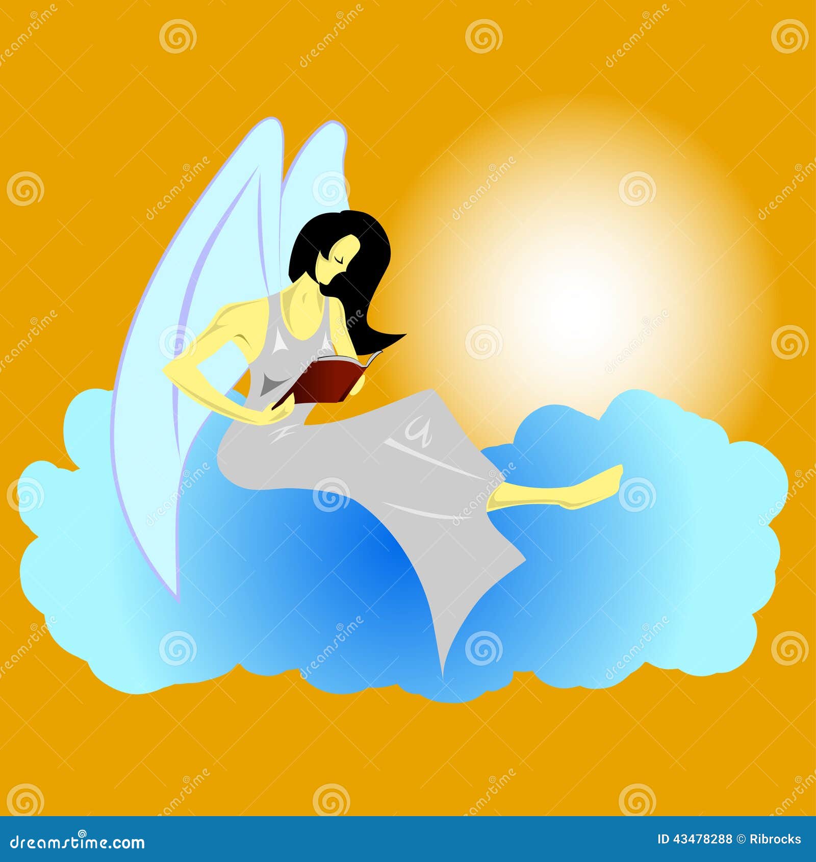 Angel Reading a Book stock vector. Illustration of hardcover - 43478288