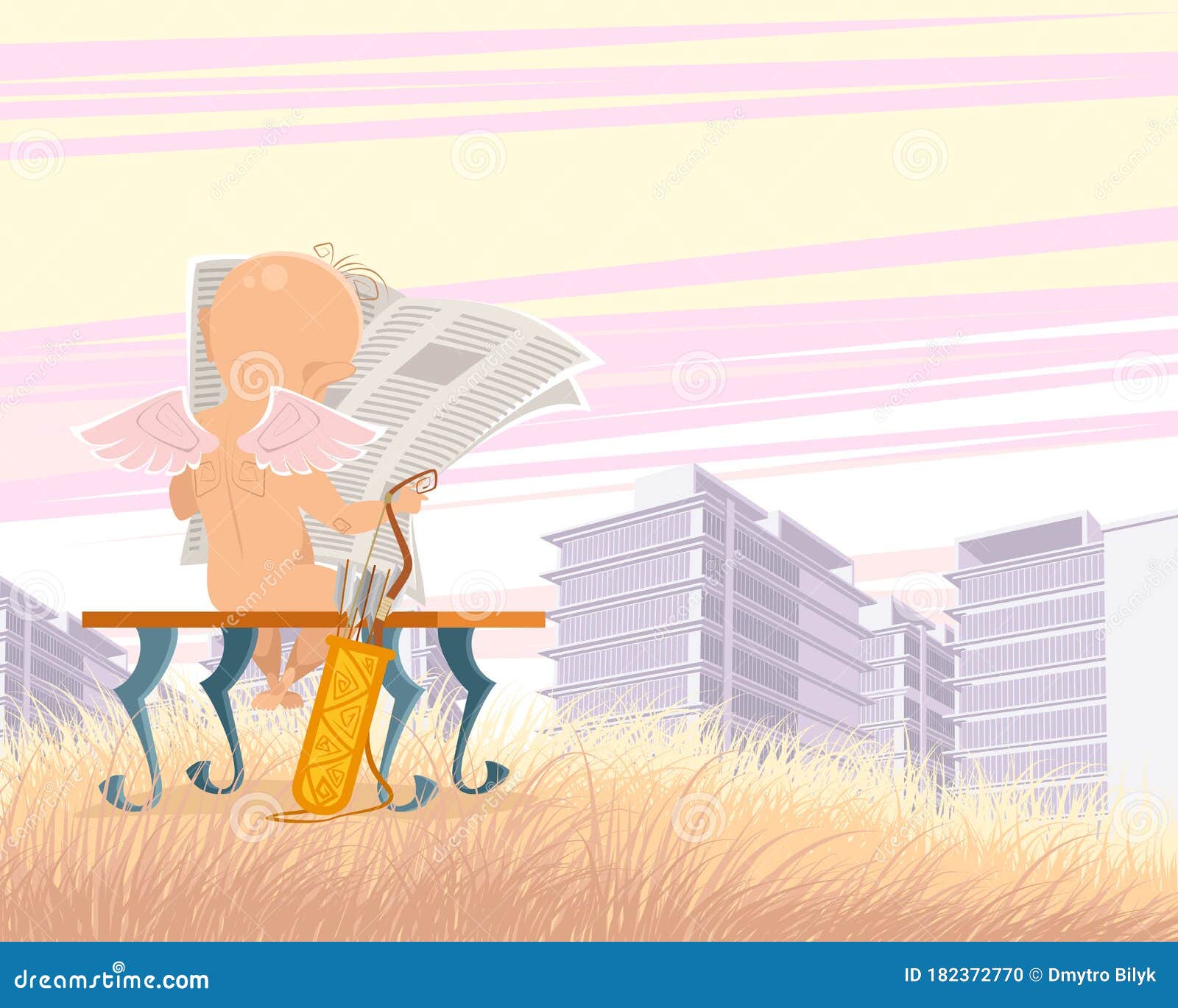 Angel reading a newspaper stock vector. Illustration of fragile - 182372770