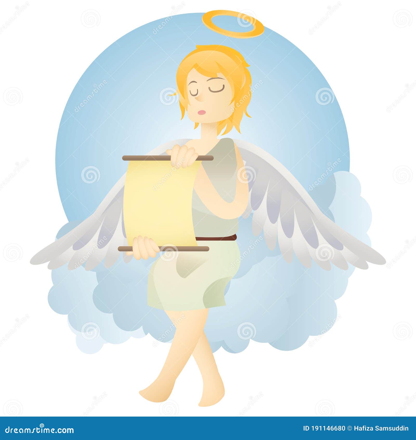 Angel Reading Scroll. Vector Illustration Decorative Design Stock ...