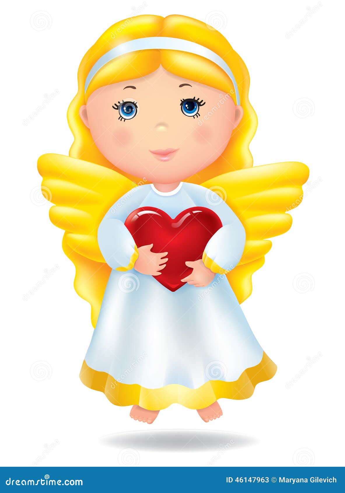 Angel with red heart stock vector. Illustration of love - 46147963