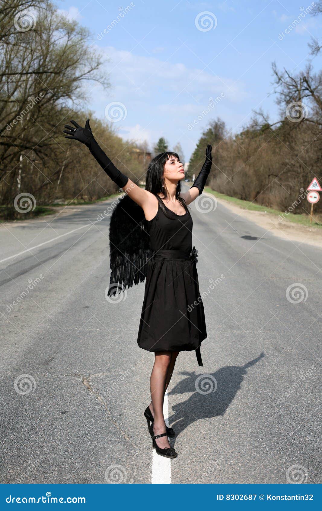 Angel in the road stock image. Image of people, black - 8302687