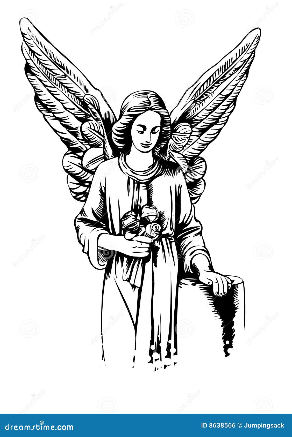 Angel with roses stock illustration. Illustration of icon - 8638566