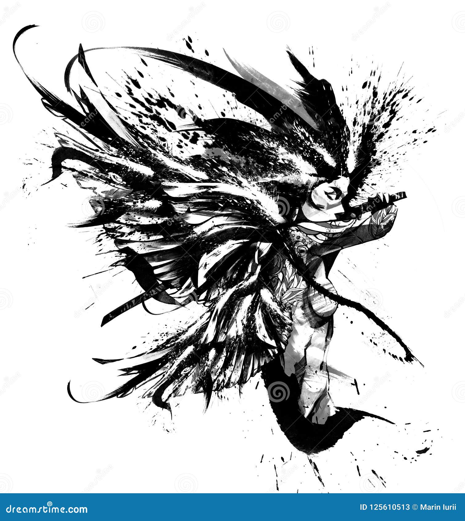 Angel samurai deadly jump stock illustration. Illustration of messiah ...