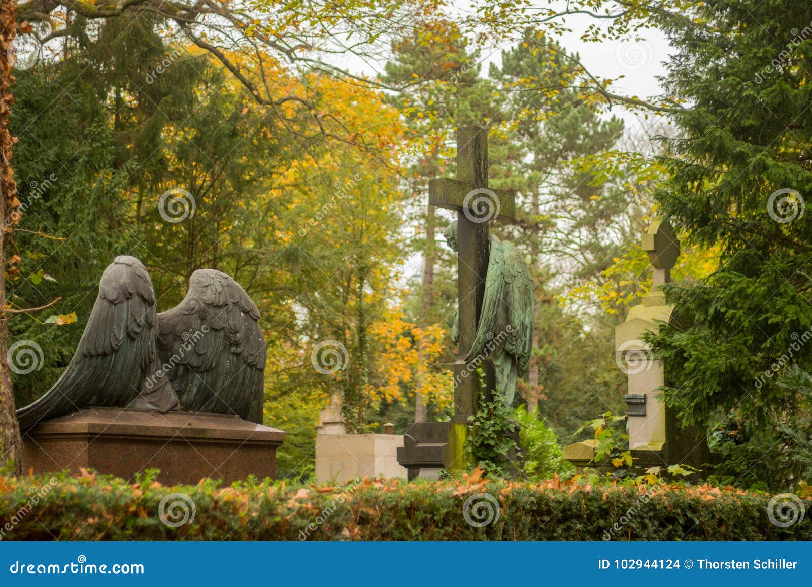 Angel Sculpture on Graveyard Stock Photo - Image of educational, health ...