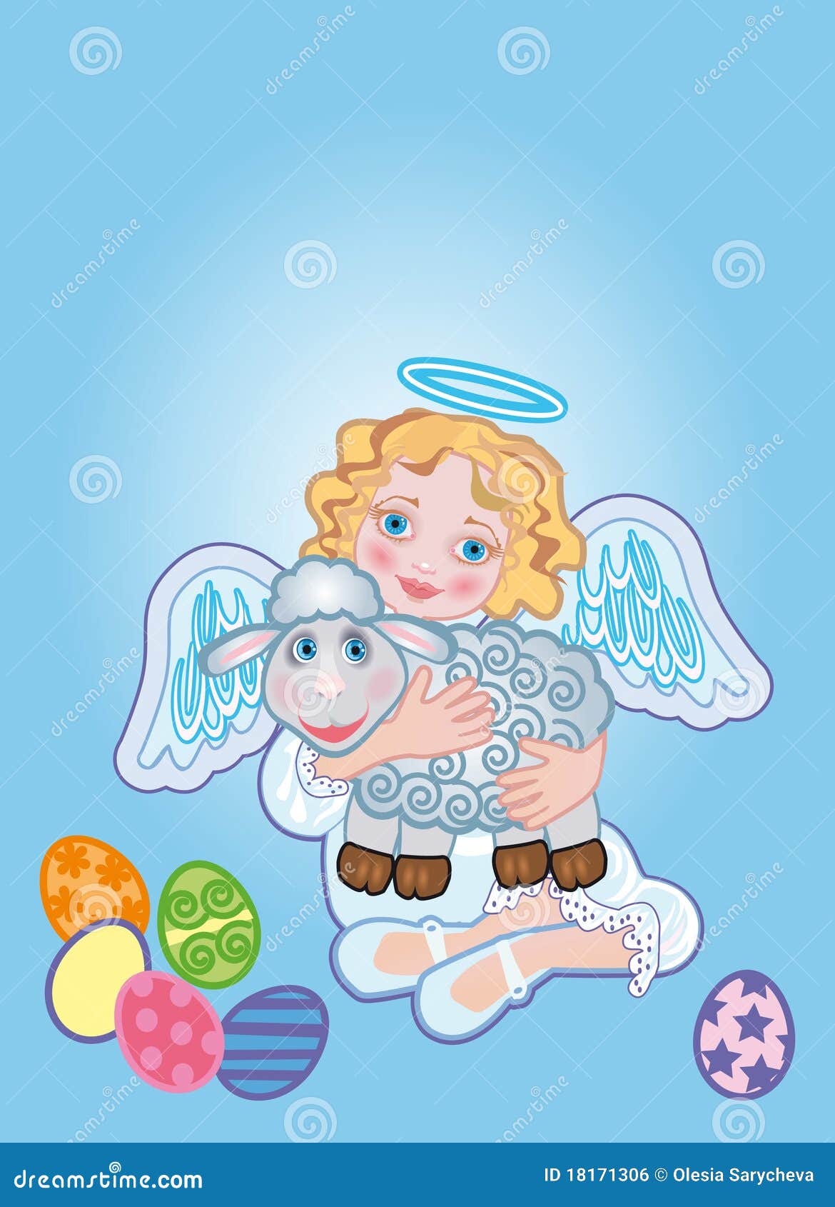 Angel with a sheep stock vector. Illustration of beautiful - 18171306