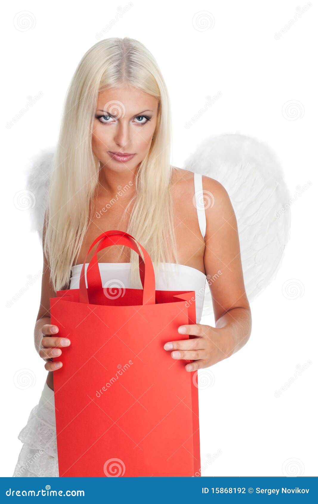 Angel with shopping bag stock photo. Image of attractive - 15868192