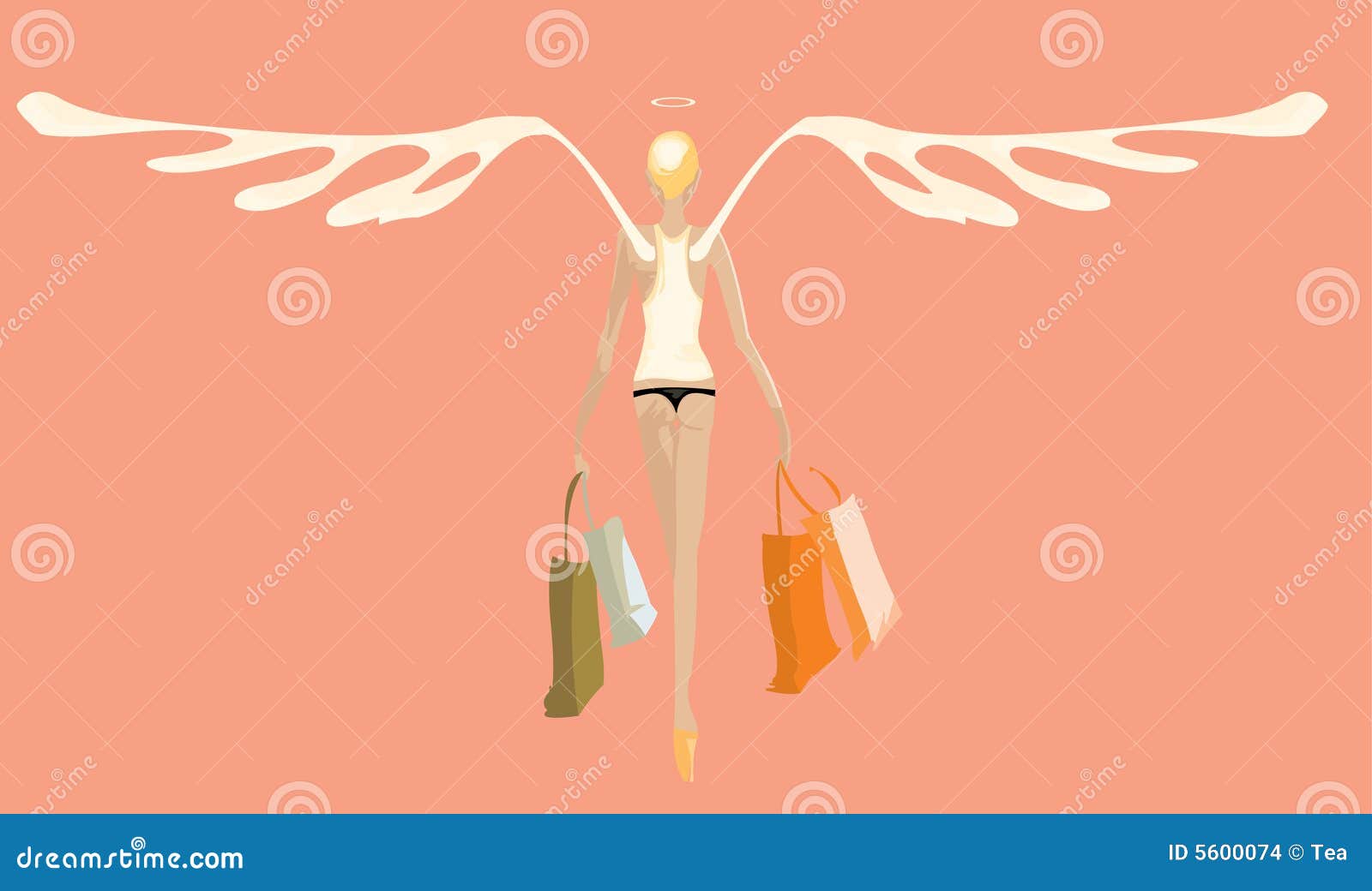 Angel_shopping.cdr stock vector. Illustration of beauty - 5600074