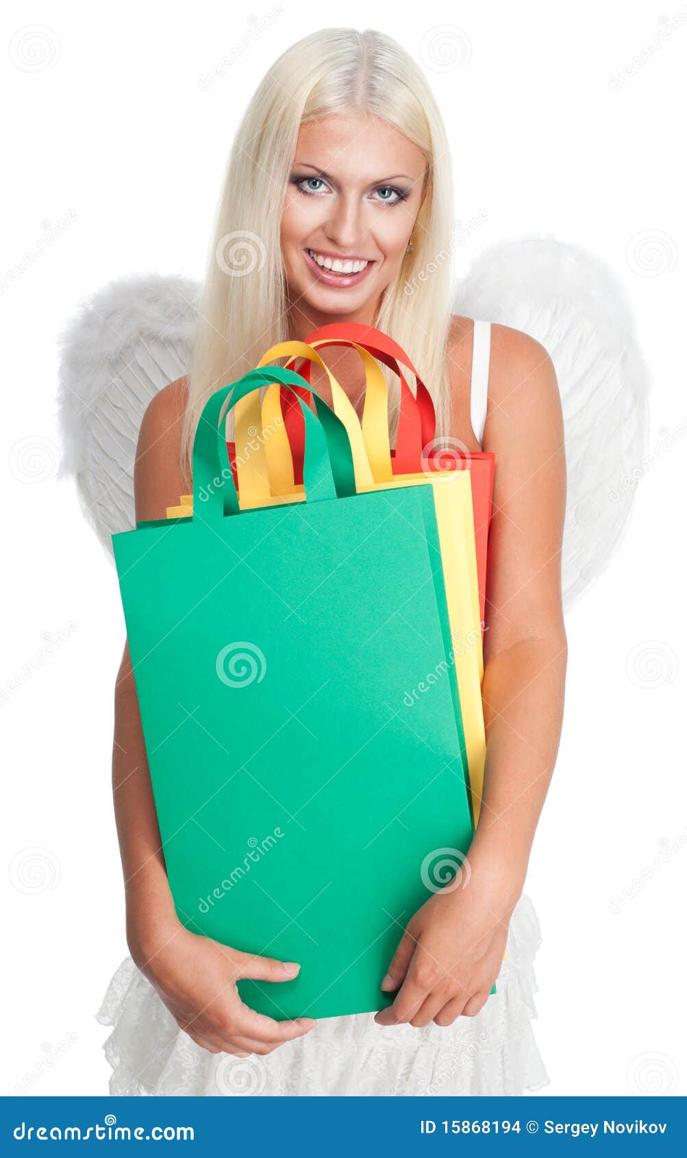 Angel shopping with smile stock photo. Image of glamorous - 15868194