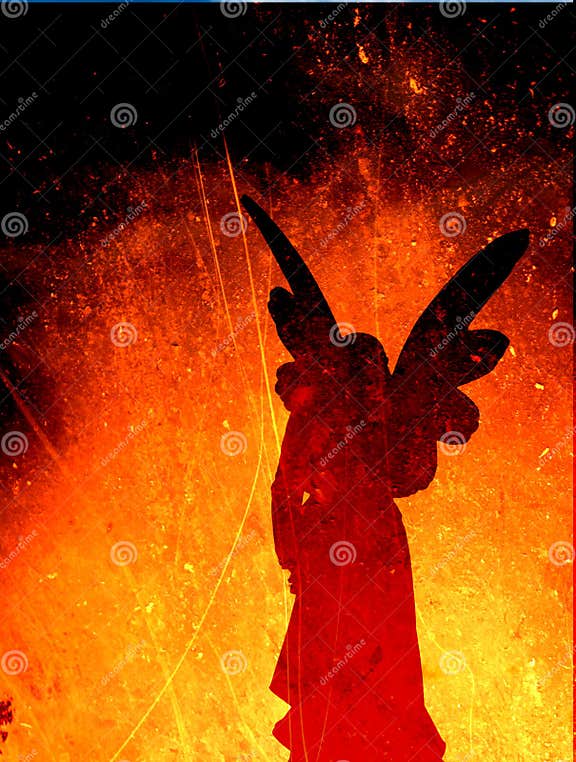 Angel Silhouette on a Fire Texture Stock Illustration - Illustration of ...