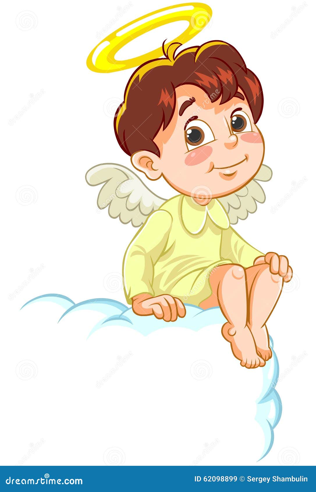Angel sitting on cloud stock vector. Illustration of cartoon - 62098899