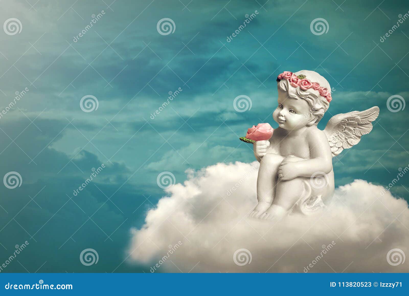 Angel sitting on the cloud stock image. Image of angel - 113820523