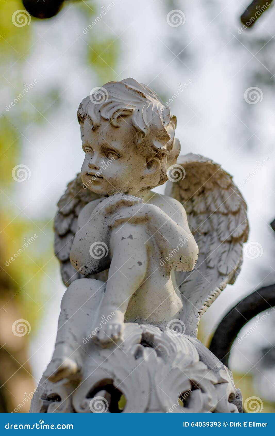 Angel sitting and dreaming stock image. Image of contemplate - 64039393