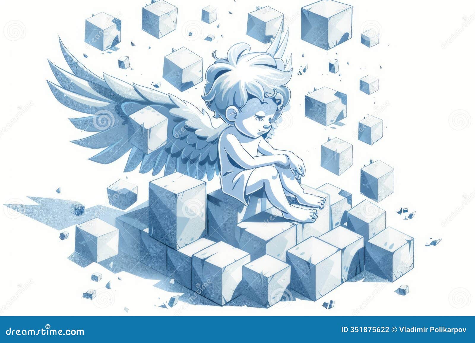 An Angel Sitting on a Pile of Cubes, Suitable for Various Projects ...