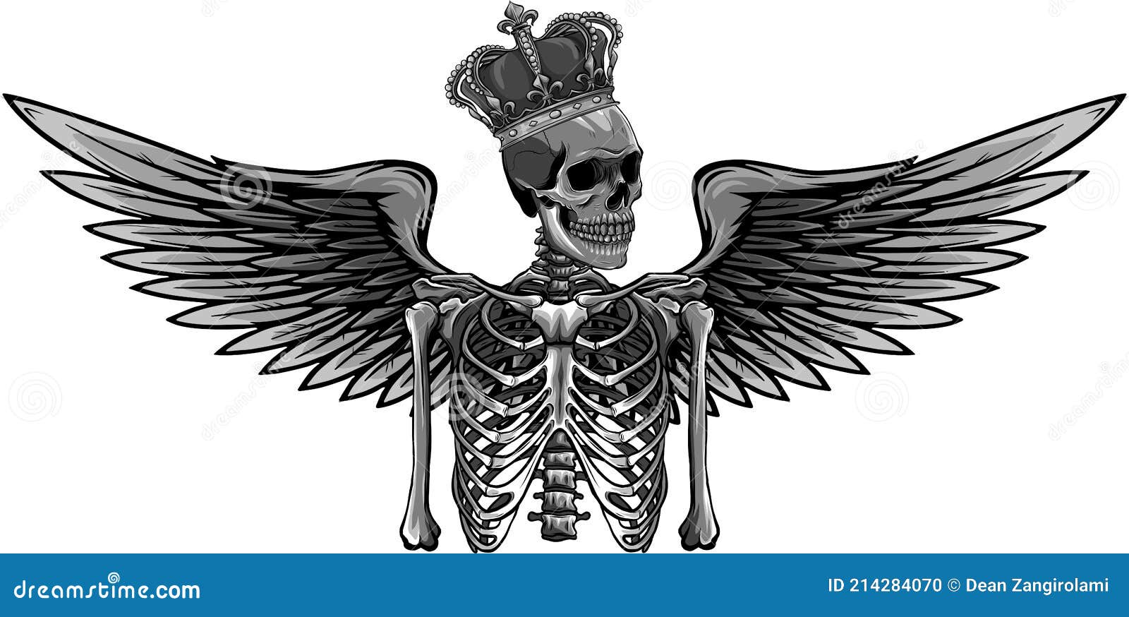 Vector Design of Angel Skeleton with Wing and Crown Stock Vector ...