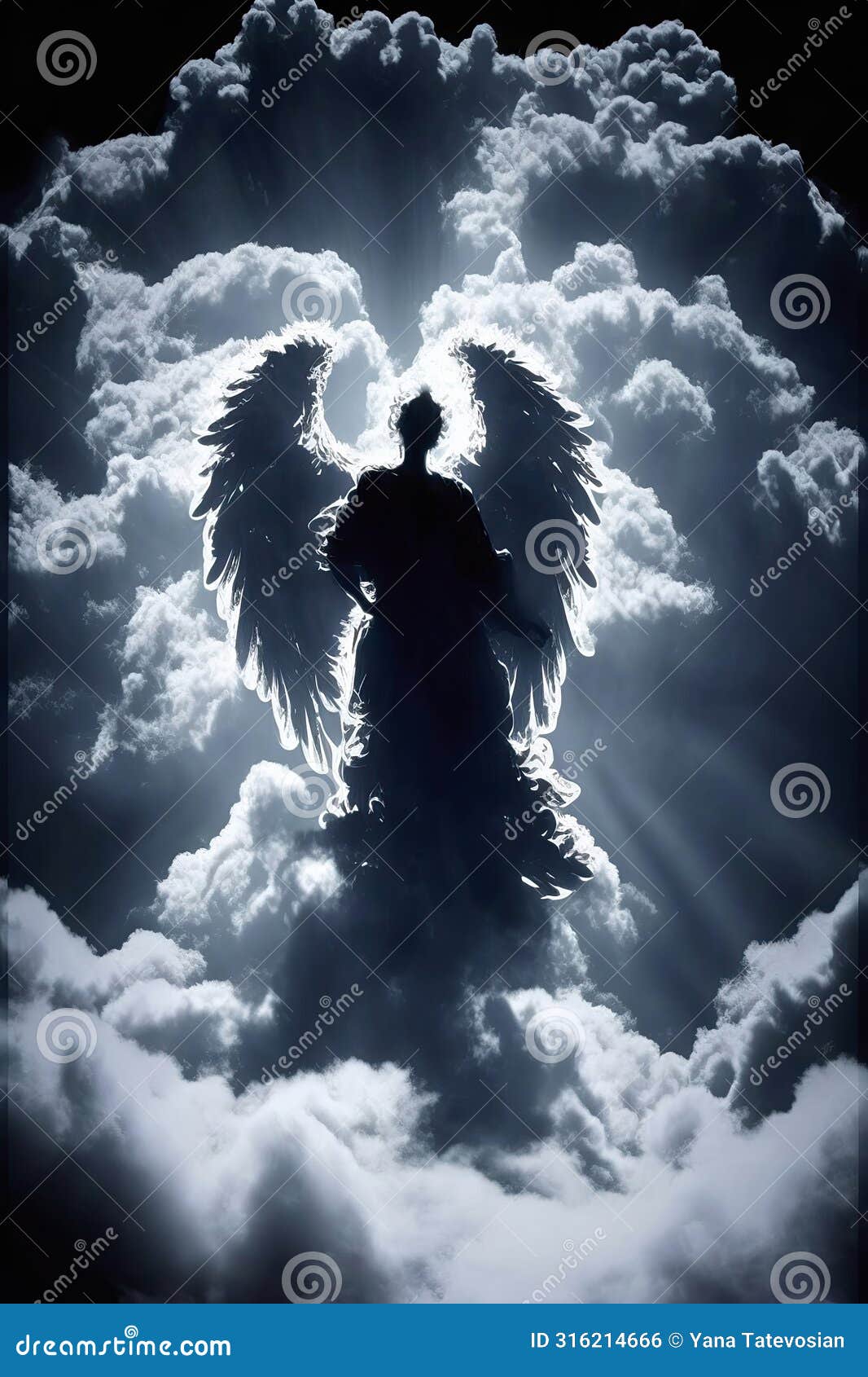 Angel in the Sky from the Clouds. Stock Photo - Image of feather ...