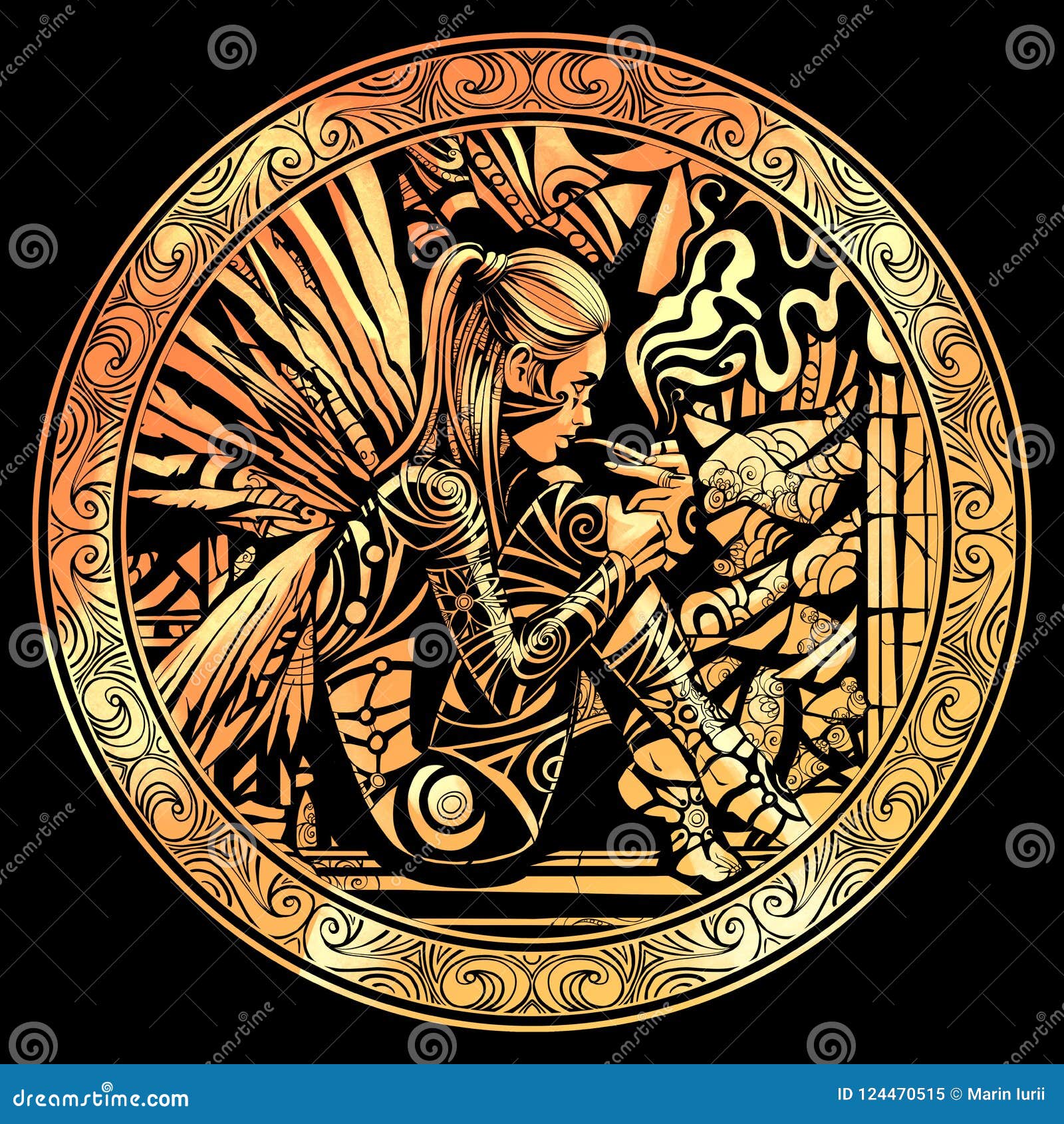 Angel Smokes Pipe On The Window Stock Illustration - Illustration of ... Angel Smokes Pipe On The Window Stock Illustration - Illustration of ...