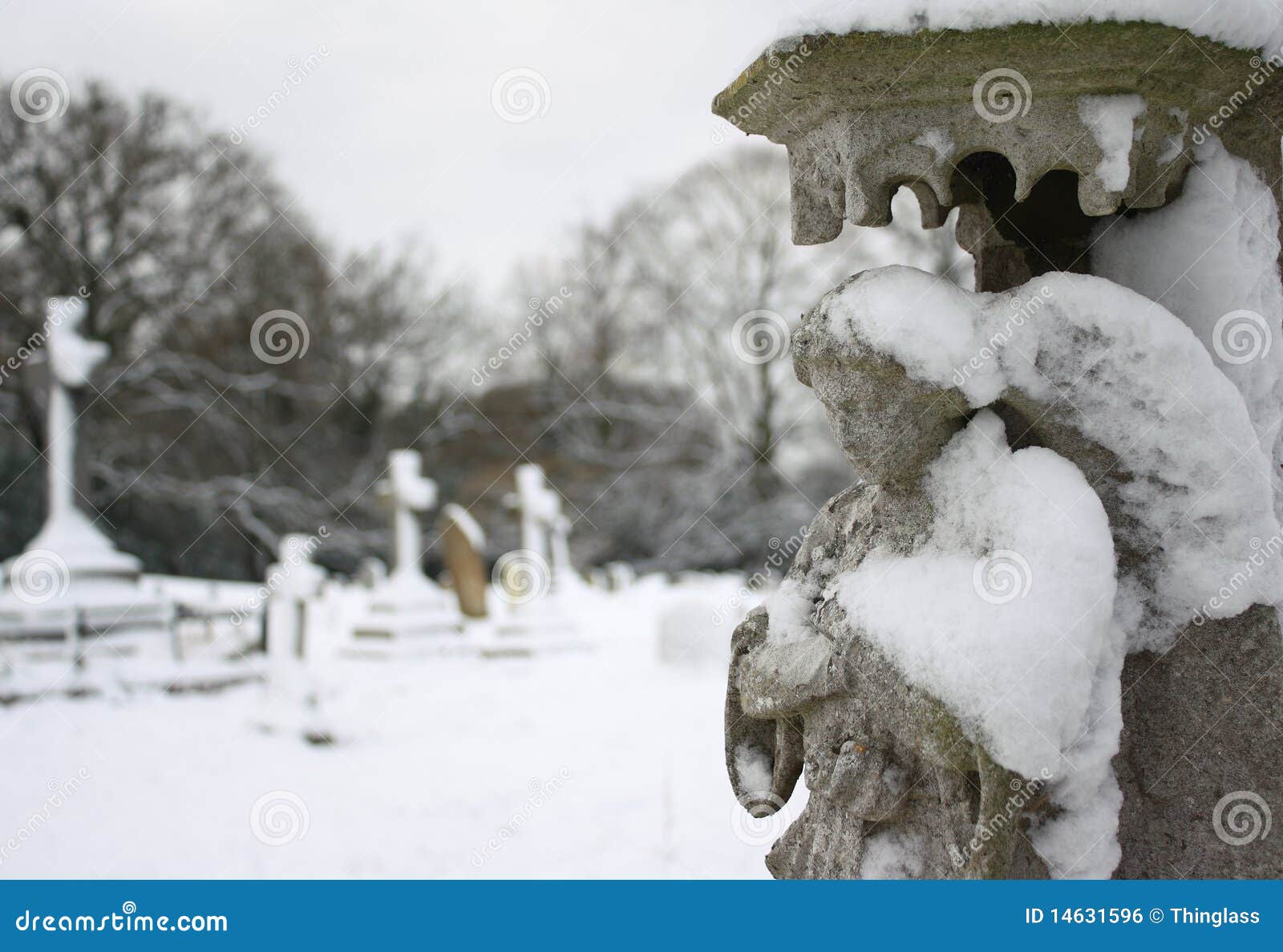 Angel in the Snow stock photo. Image of graveyard, stone - 14631596