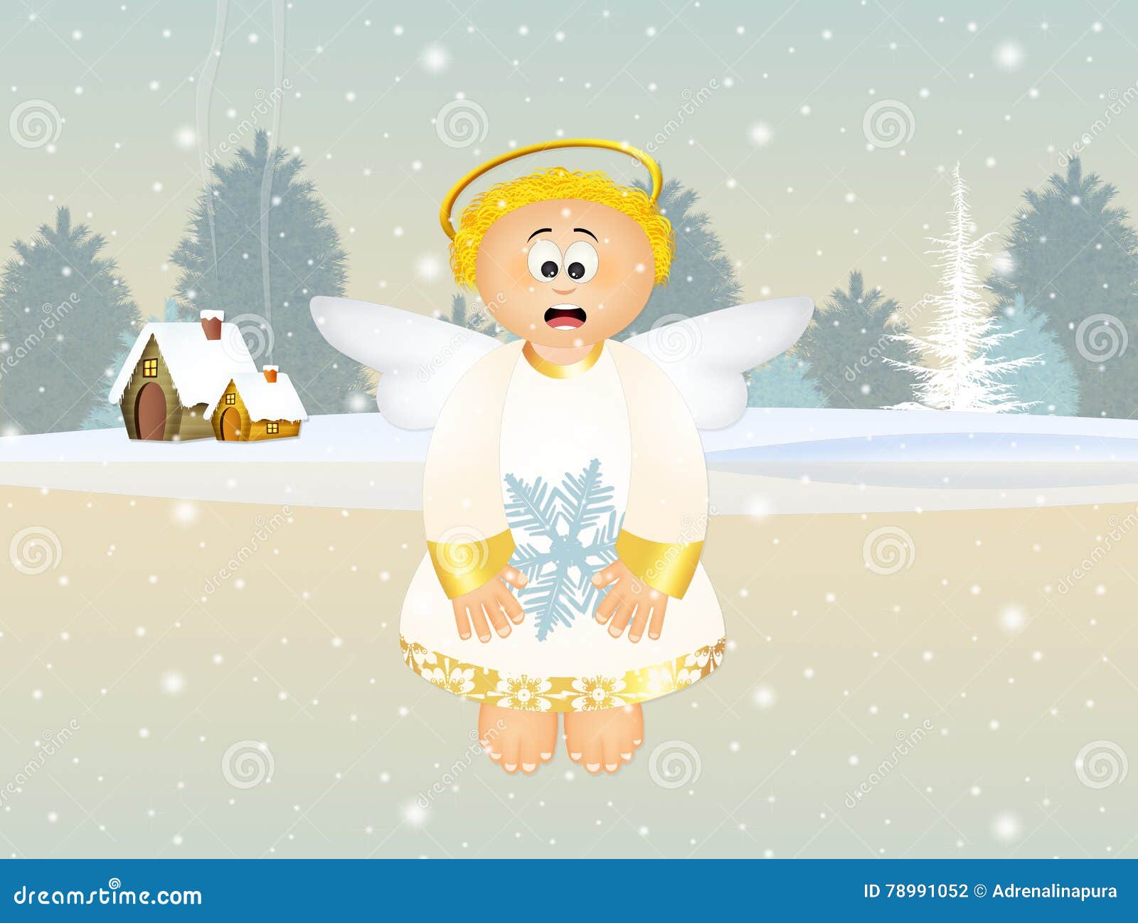 Angel with snowflake stock illustration. Illustration of postcard ...