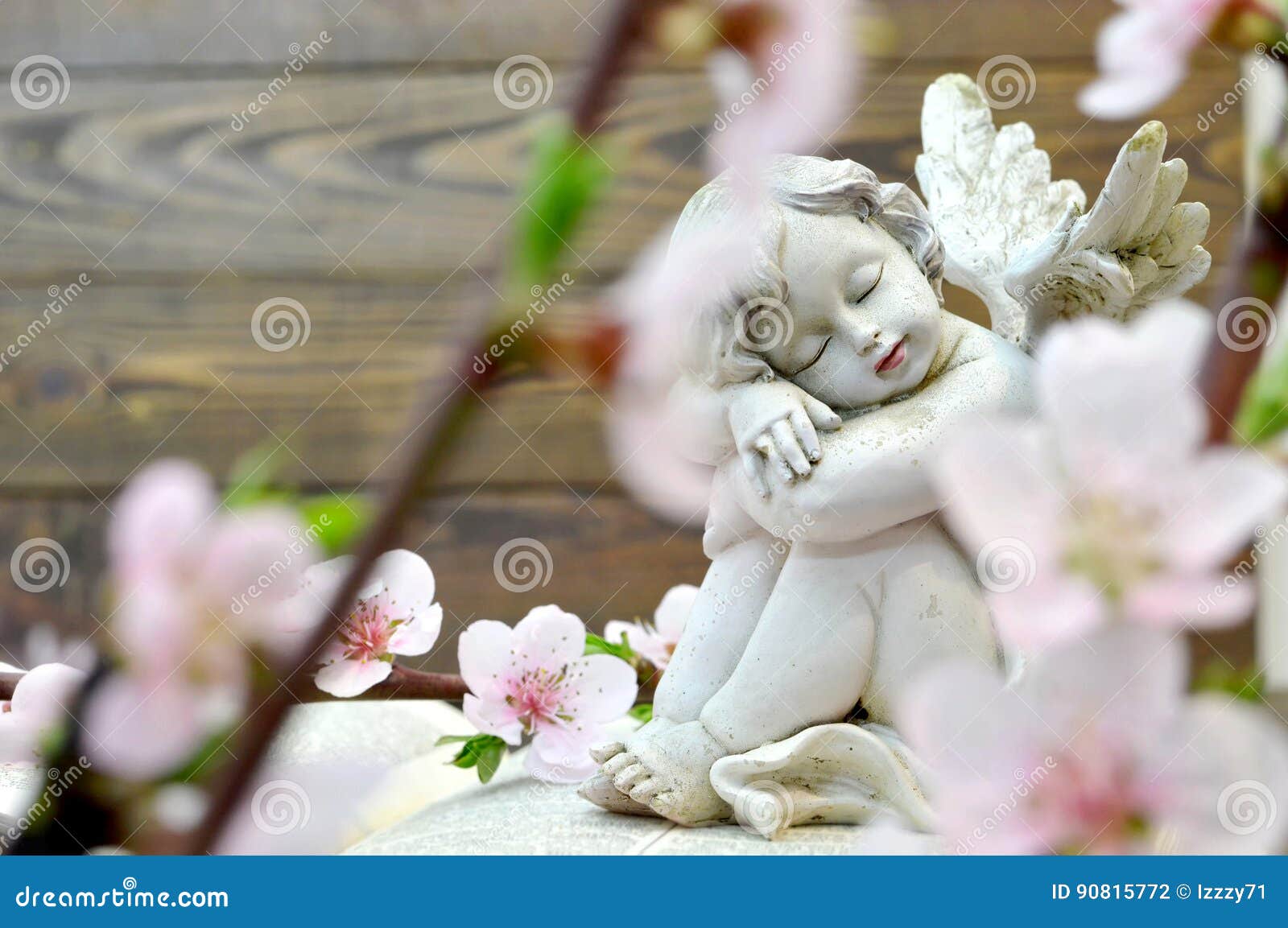 Angel and spring flowers stock photo. Image of christianity - 90815772