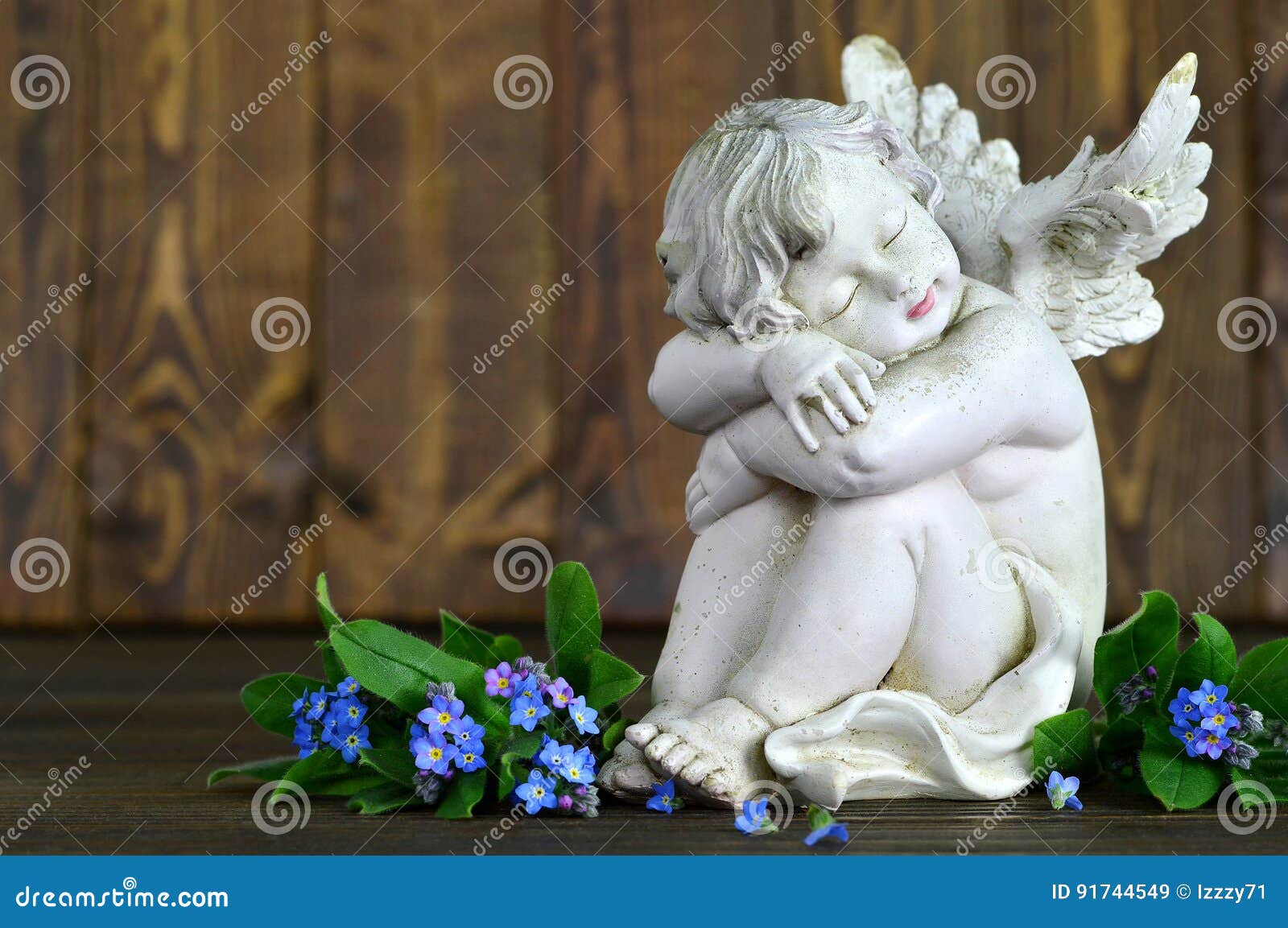 Angel and spring flowers stock image. Image of card, forget - 91744549