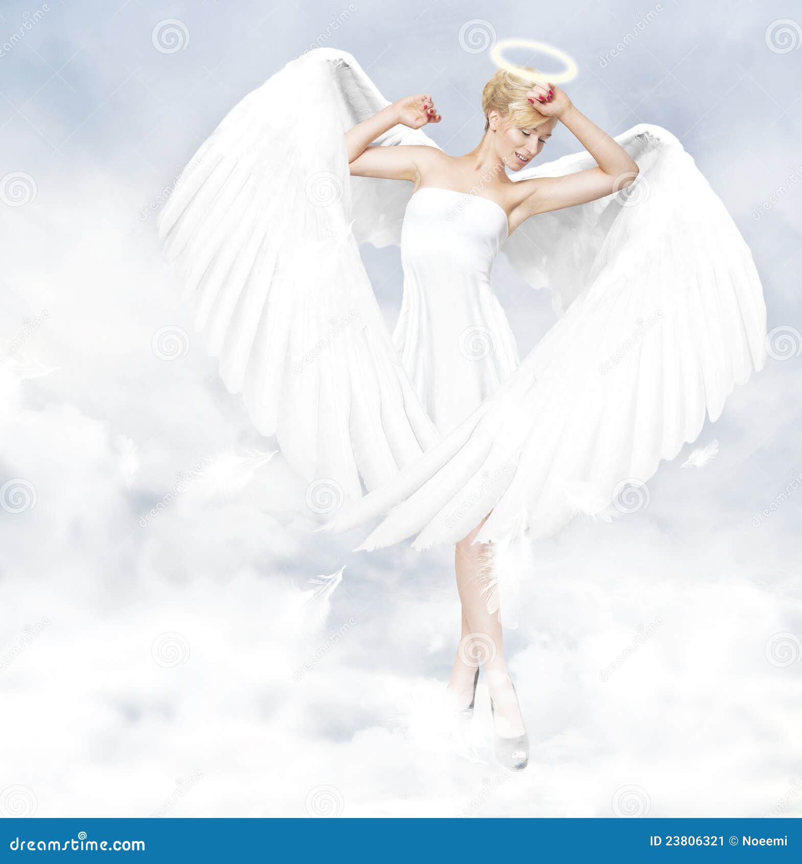 Angel standing in clouds stock image. Image of heaven - 23806321