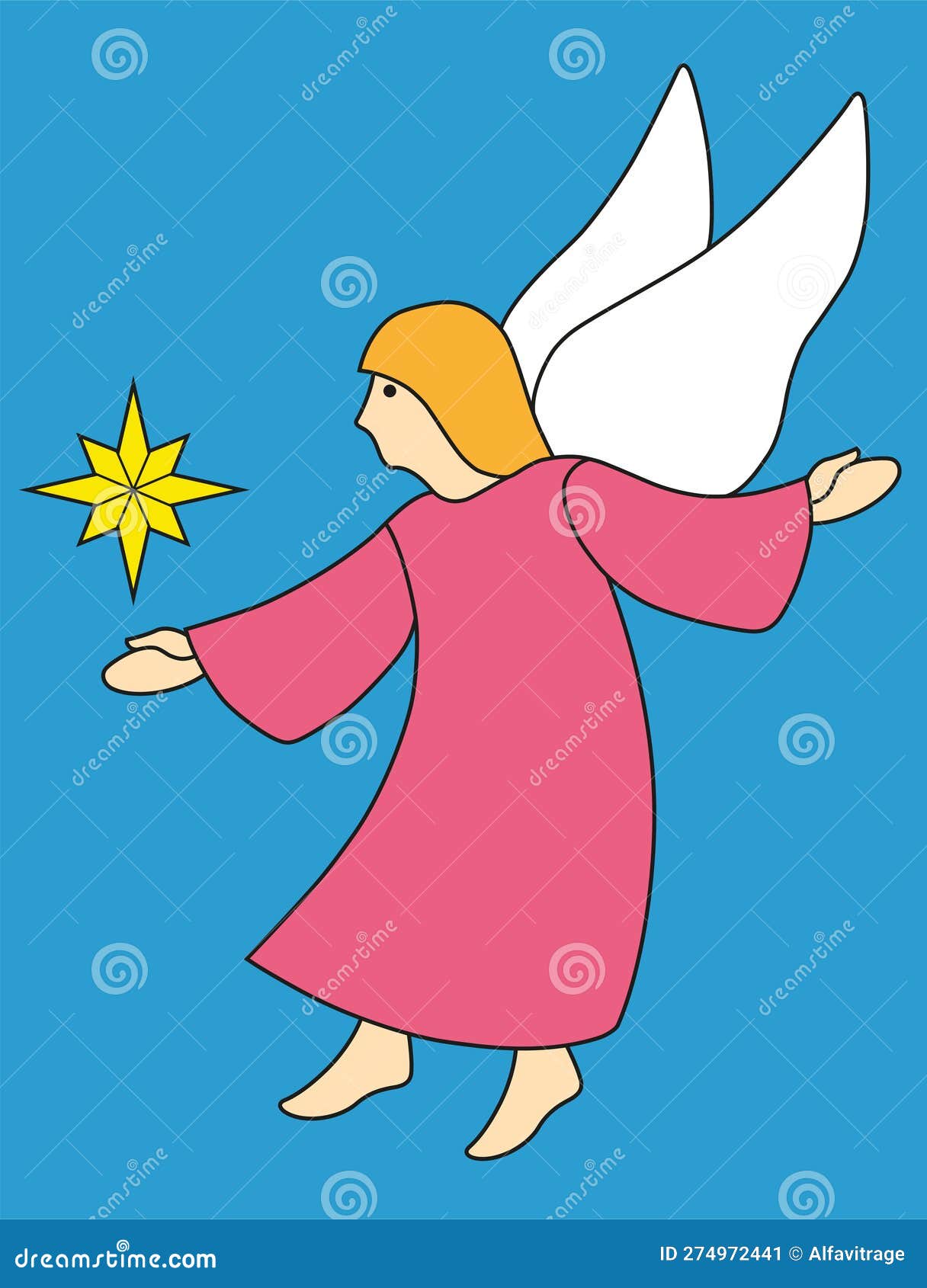 Angel in Flight with Heart. Stock Vector - Illustration of kindness ...