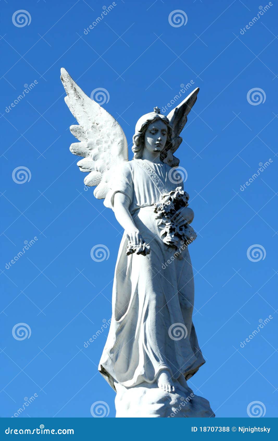 Angel statue with blue sky stock photo. Image of cemetery - 18707388