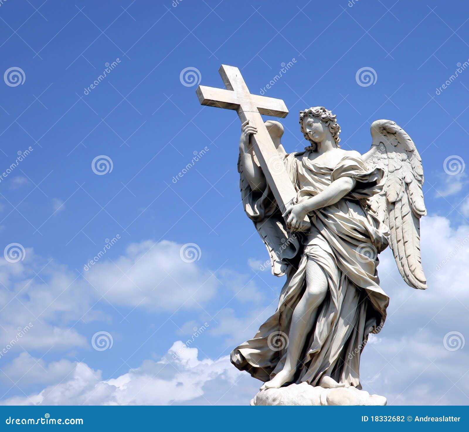Angel statue with cross stock photo. Image of famous - 18332682