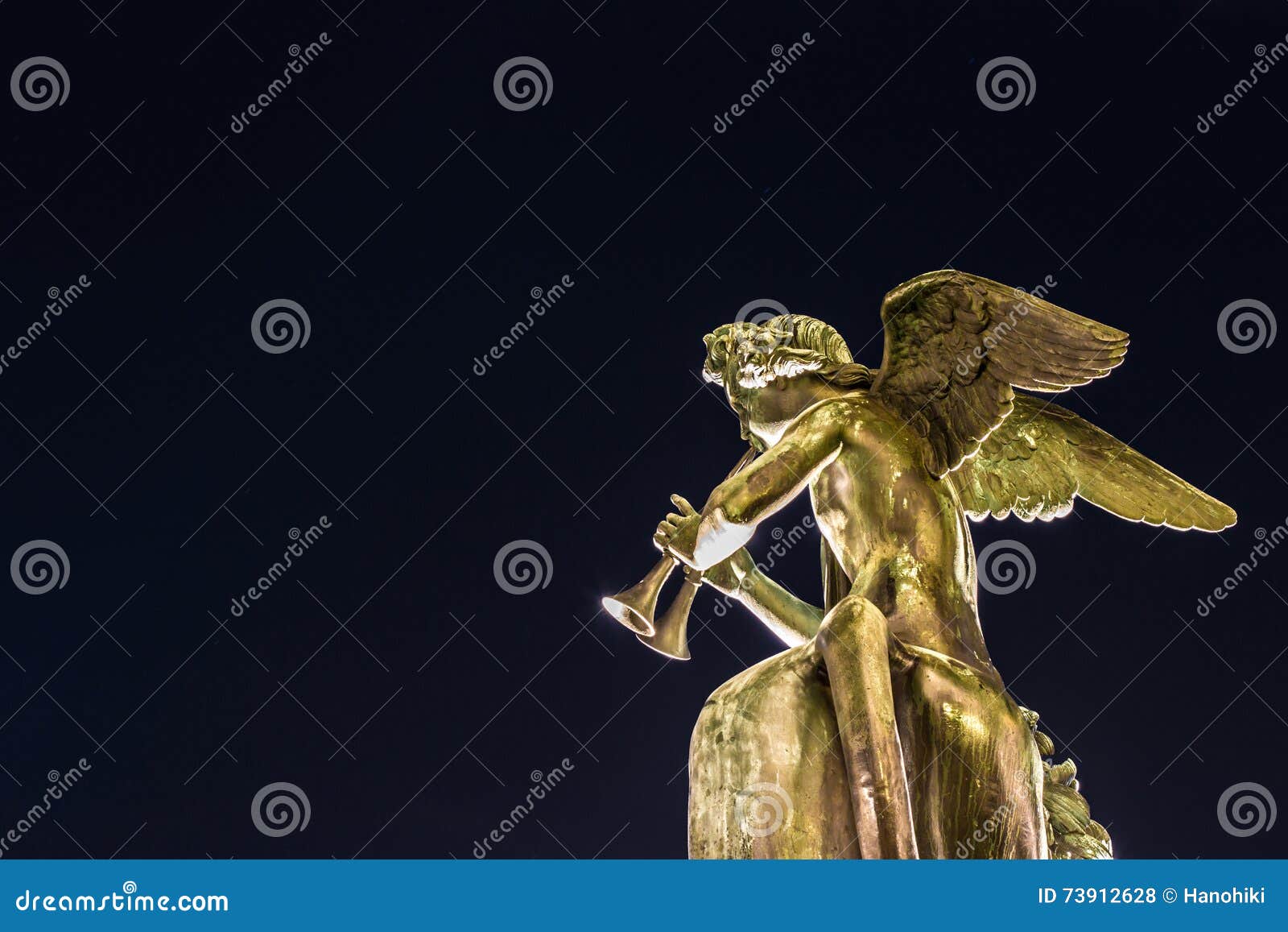 Angel Statue Isolated Playing Musical Instrument Stock Photo - Image of ...